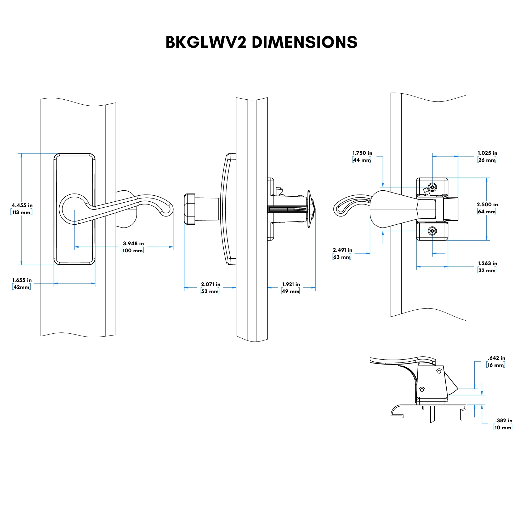 GL Lever Set With Locking Inside Latch, Matte Black