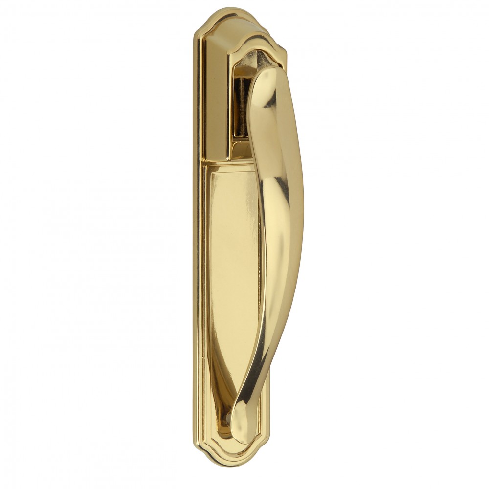 DX Pull Handle Set With Back Plate, Bright Brass
