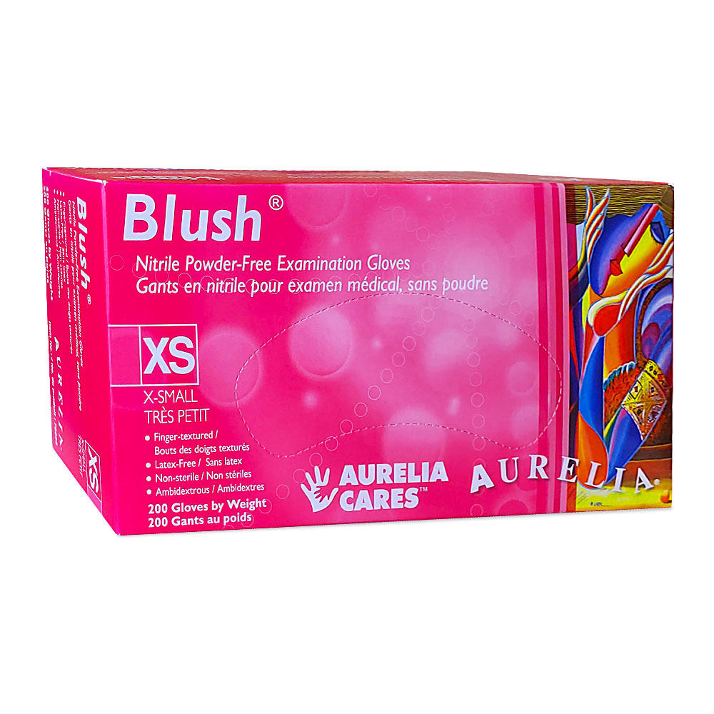 Aurelia Blush Nitrile Powder-Free Gloves Pink 200PK XS 78885