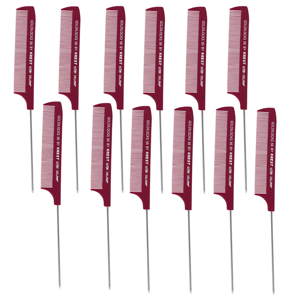 Krest Goldilocks Metal Pin Tail Comb #56 12Pcs GOLI56TBXC