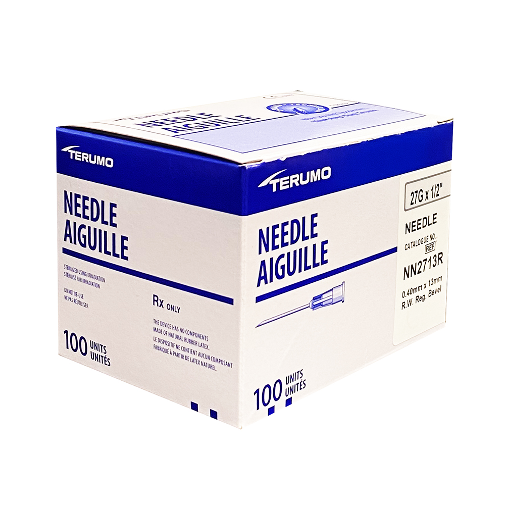 Terumo Needle 27G x 1/2", 0.40mm x 13mm 100 units NN2713R