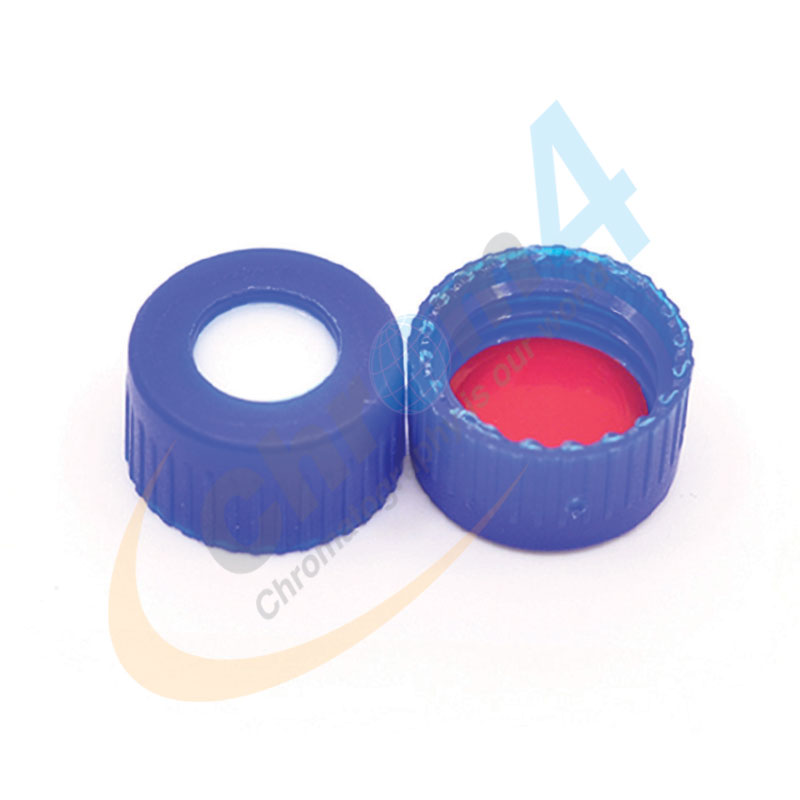 9mm Blue Screw Cap, Bonded Red PTFE/White Silicone American ...