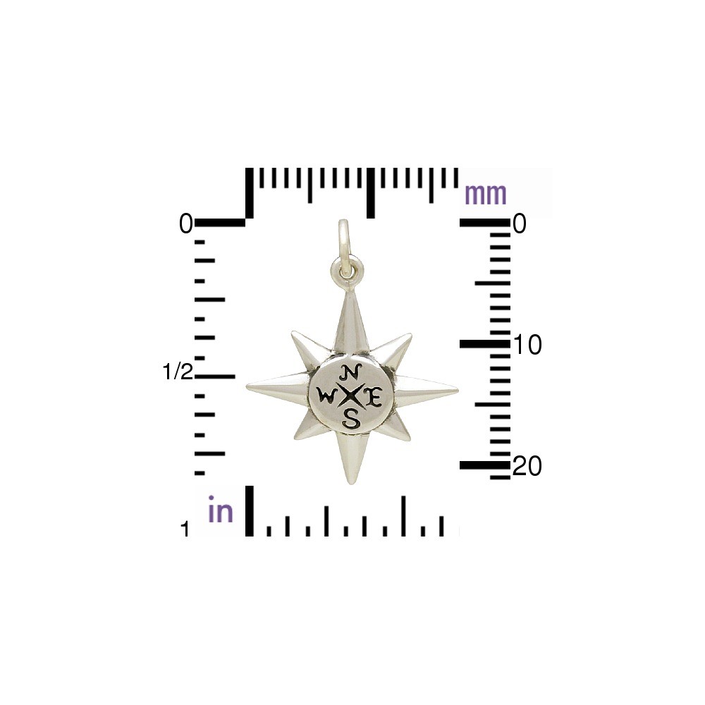 Sterling Silver North Star Compass Pendant 24x17mm Product Details Nina Designs