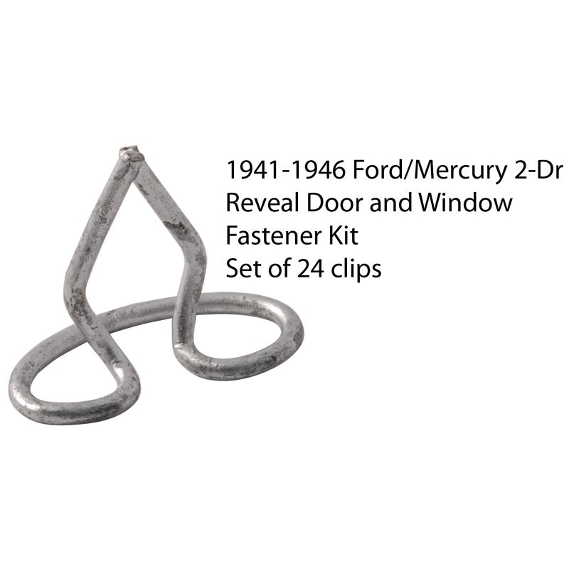 Molding Clip - Door Glass & Qtr Window - 2 Dr, CURVED - 1941-48 Ford Cars