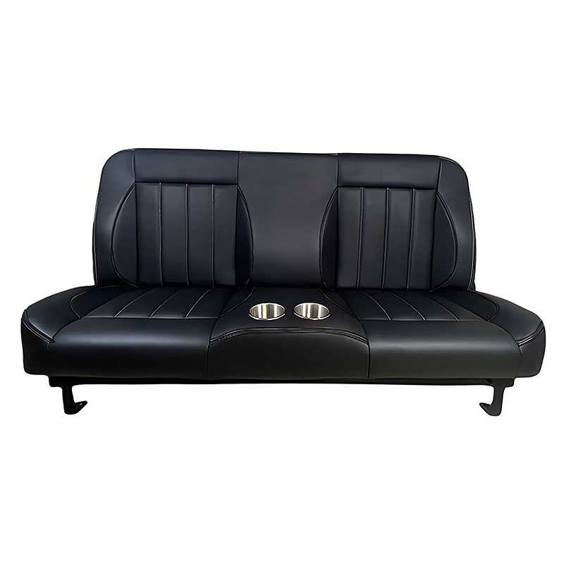 Seat Upholstery - Black - Bench Seat -Vertical Inserts - 1967-86 Ford Truck