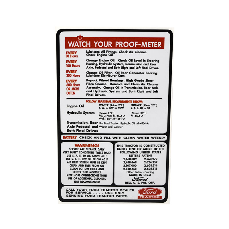 Restoration Decal Kit - 801 - Select-O-Speed - 1958-62 Ford Tractor