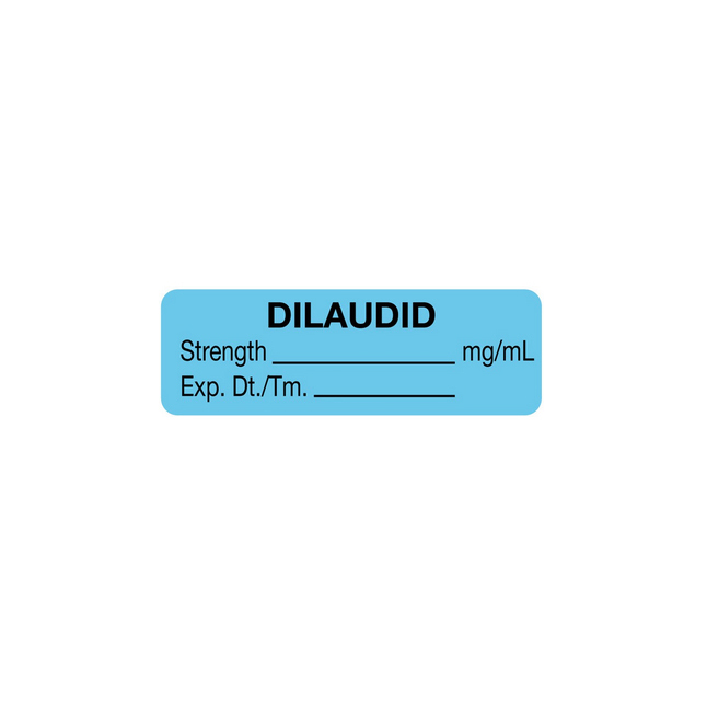 LABEL DILAUDID MG/ML LIGHT BLUE EXP FORMAT 1.5" X .5" 610/RL