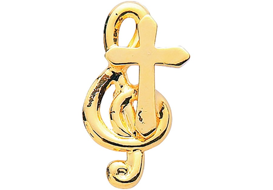 CROSS ON CLEF TACK PIN Music in Motion