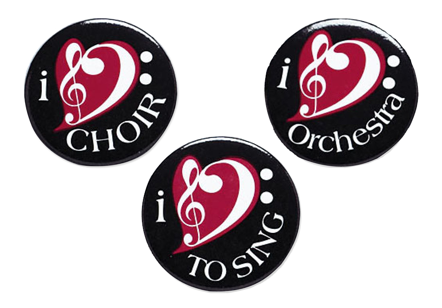 I HEART BUTTONS Black Pkg. of 6 Music in Motion