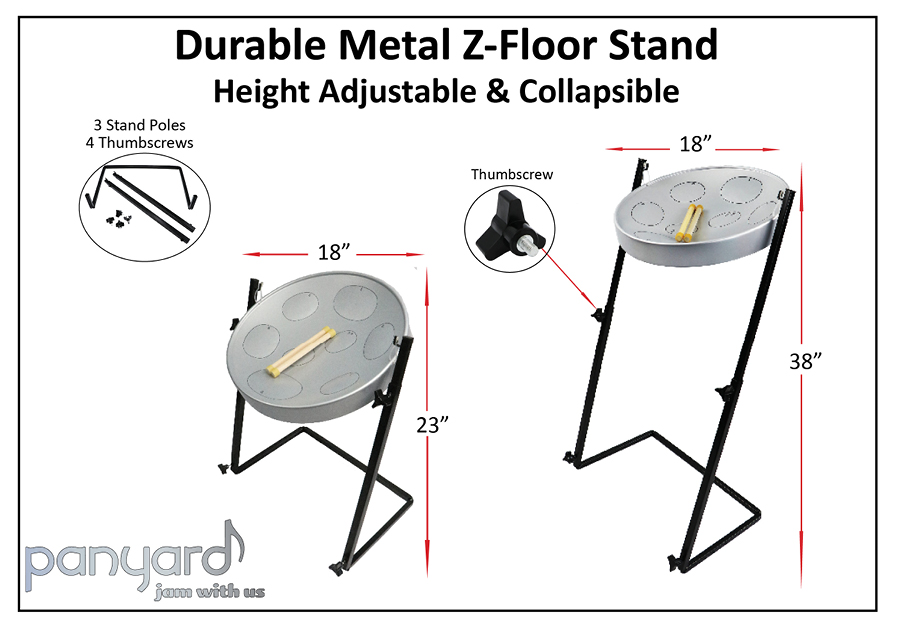 JUMBIE JAM Silver Steel Drum with Metal Z-Floor Stand Music in Motion