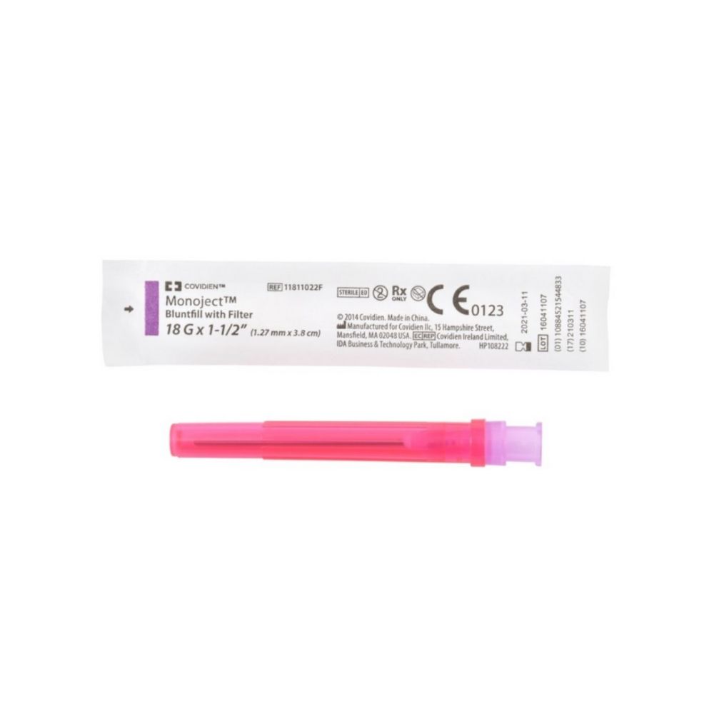 Monoject™ Blunt Fill Needle w/Filter, Purple, 18G x 1 1/2"
